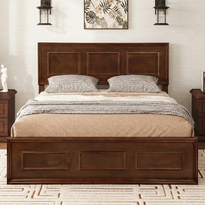 Full Size Bed with Adjustable Height Headboard and Timeless Farmhouse ...