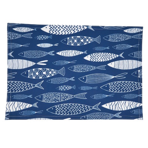 Saro Lifestyle Fish Print Table Mats, Blue, (set Of 8 Pcs) : Target