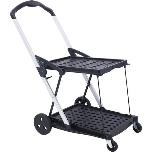 Collapsible Utility Cart, 2-tier Folding Rolling Cart With 360° Swivel ...