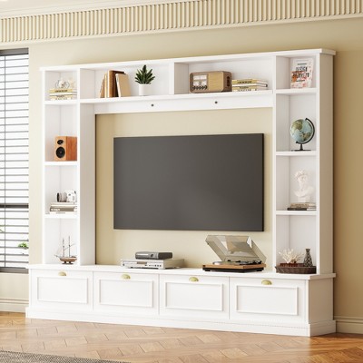 3pc Tara Entertainment Set With Closed Storage Distressed White ...