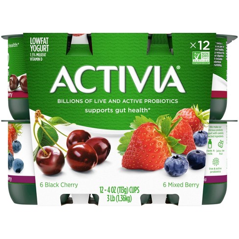 Activia Probiotic Black Cherry & Mixed Berry Yogurt Variety Pack - 12ct ...