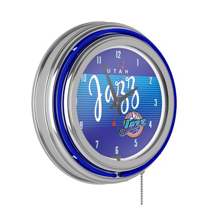 Utah Jazz Hardwood Classics Retro Neon Wall Clock : Target