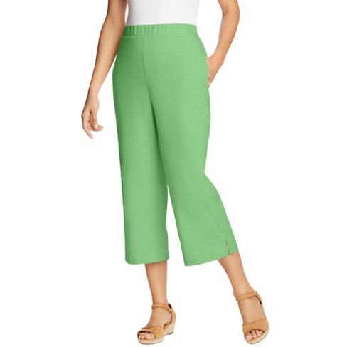 Woman Within Women's Plus Size Petite Linen Capri - 12 W, Pistachio ...