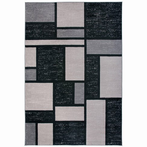 World Rug Gallery Contemporary Modern Boxes Design Area Rug - Gray 3'3 ...