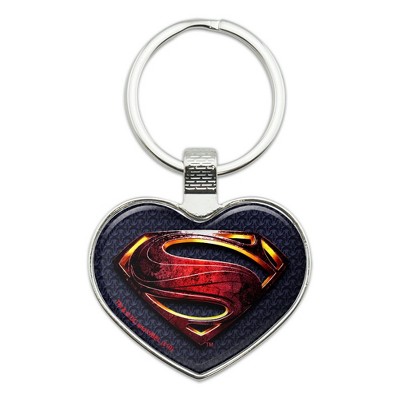 Justice League Movie Superman Logo Keychain Heart Love Metal Key Chain ...