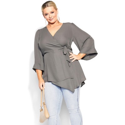 City Chic | Women's Plus Size Shibara Vibes Top - Deep Sage - 22w : Target