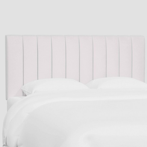 Full Lennon Headboard in Luxe Velvet Titan Snow Threshold Elegant Pine Frame Freestanding Design Easy Care