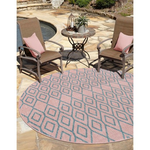 Jill Zarin 3' 3 X 3' 3 Round Indoor/outdoor Pink And Aqua Area Rug : Target