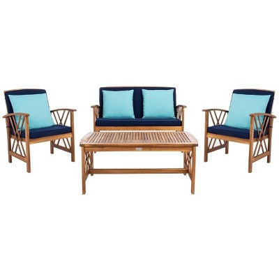 Fontana 4 Piece Patio Outdoor Conversation Set - Natural/navy ...