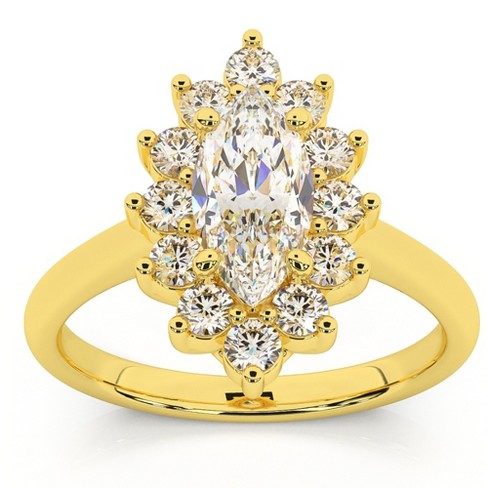 Pompeii3 1 1/2ct Marquise Diamond Halo Engagement Ring 14k Gold Lab Created - Size 4 : Target