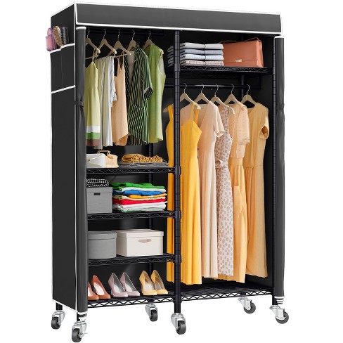 Vipek R4c Rolling Garment Rack Portable Clothes Rack, Black Metal ...