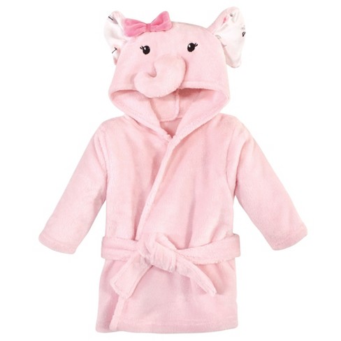 Hudson Baby Infant Girl Plush Animal Bathrobe, Pink Floral Elephant, 0 ...