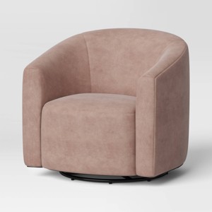 Large Aveline Swivel Chair Blush Velvet Threshold Upholstered Barrel No Assembly Required Target