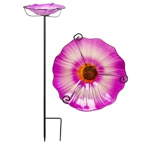 G128 29 Inch Height Glass Bird Baths with Metal Stake | Decorative ...