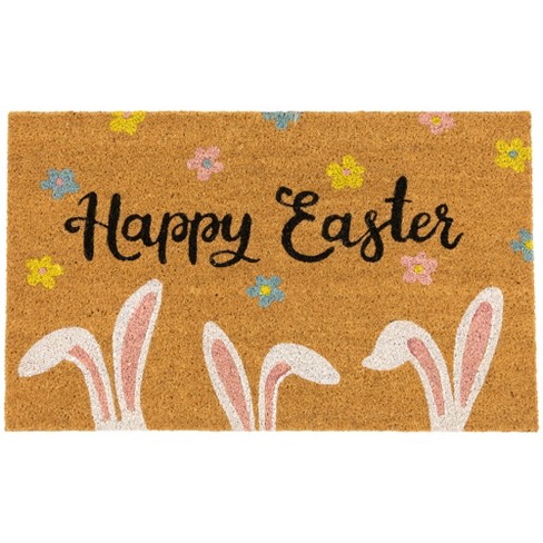 Northlight Natural Coir Happy Easter Bunny Ears Outdoor Doormat 18" X ...