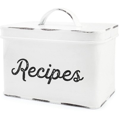 Auldhome Design Farmhouse Enamelware Recipe Box; Vintage Style Metal ...