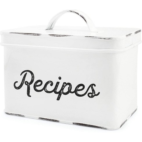 Auldhome Design Farmhouse Enamelware Recipe Box; Vintage Style Metal ...