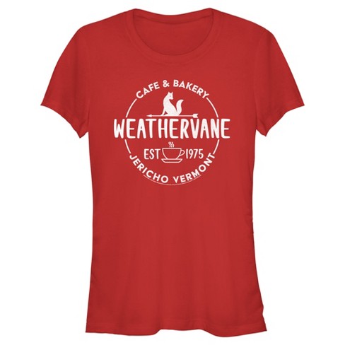Juniors Womens Wednesday Weathervane Cafe Logo T-shirt - Red - X Large ...
