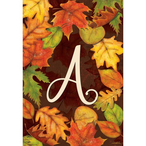 Fall Leaves Monogram Letter A Garden Flag Autumn 18" X 12.5" Briarwood ...