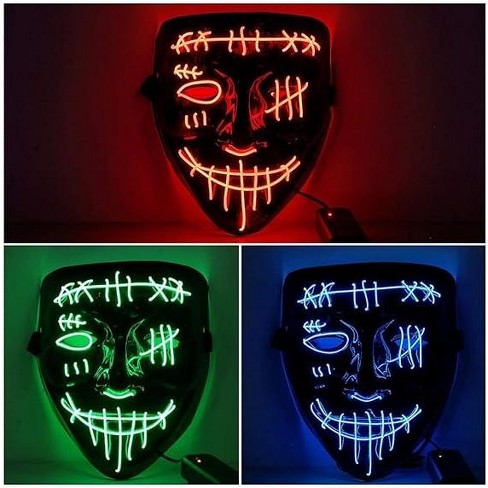 Whizmax [3pack]halloween Scary Mask Led Mask---led Light Up Mask El ...