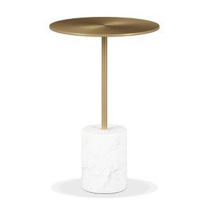 HomeRoots 20" White And Gold Steel And Marble Round End Table : Target
