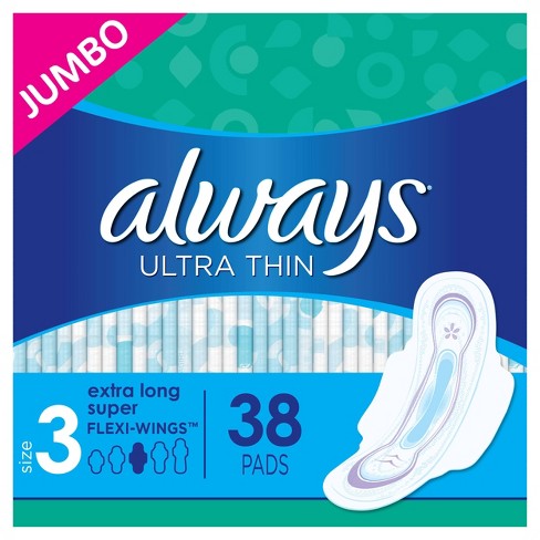 Always Ultra Thin Pads Extra Super Long Absorbency Unscented With Wings ...