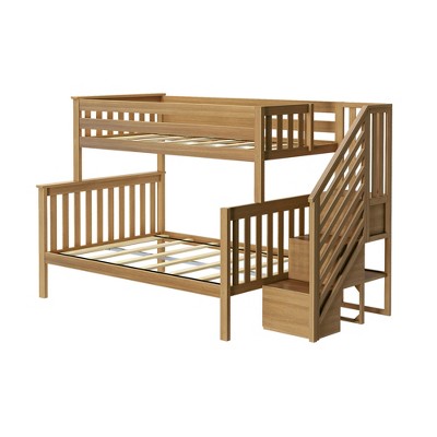Max Lily Twin Over Full Bunk Bed Solid Wood Platform Bed Frame For