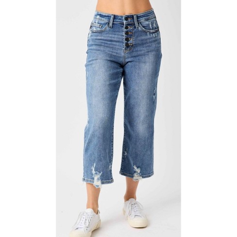 Women's High Waist Button Fly Cropped Jeans - Judy Blue : Target