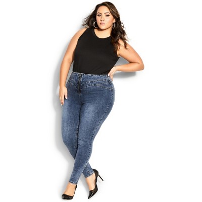 City Chic | Women's Plus Size Sofia Corset Jean - Mid Denim - 12 Plus ...