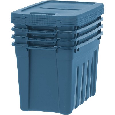 Iris Usa 5 Gallon Lockable Storage Totes With Lids, 6 Pack, Navy, Heavy ...