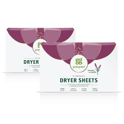 Grab Green Classic Dryer Sheets, 80 Sheets, Lavender With Vanilla Scent ...