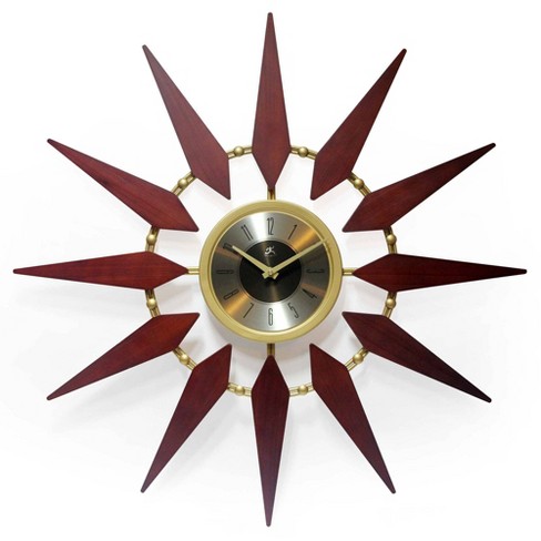 30" Metal Orion Wall Clock Walnut Brown - Infinity Instruments: Modern ...
