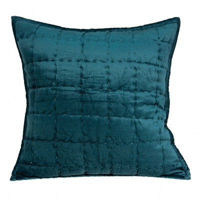HomeRoots 20" X 7" X 20" Transitional Teal Solid Quilted Pillow Cover ...