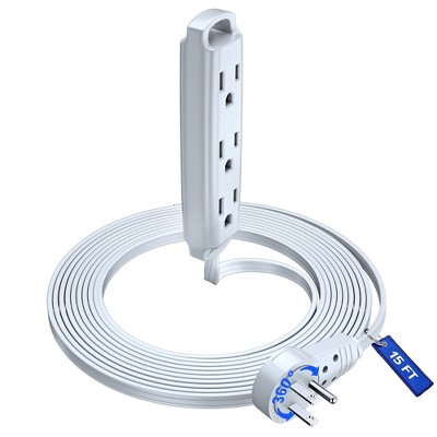 Maximm 360 Degree Rotating Flat Extension Cord Multi 3 Outlet Power ...