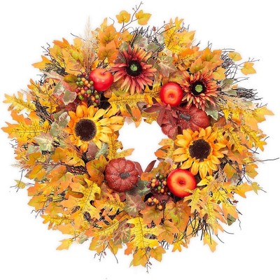 Nearly Natural 24” Fall Hydrangea Wreath : Target