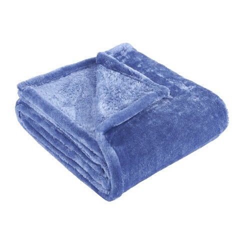 Cozy And Warm Microfiber Fleece Blanket, Twin, Blue - Blue Nile Mills ...
