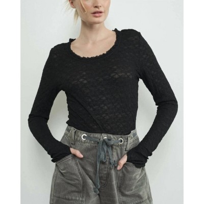 Women's Lace Top With Ruffle Neck - Aaron & Amber : Target