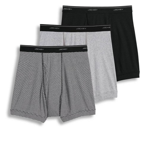 Jockey Men's Classic 5" Boxer Brief - 3 Pack M Black/black Stripe/grey ...