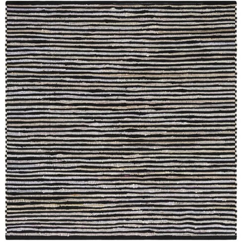 Rag Rug Rar130 Hand Woven Indoor Area Rug - Black/multi - 6'x6 ...