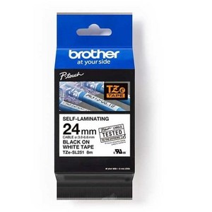 Brother Genuine TZESL251 24mm (0.94in) Black Print on White Self ...