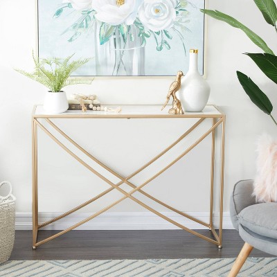 Contemporary Metal X Console Table Small Gold - Olivia & May: Chic ...