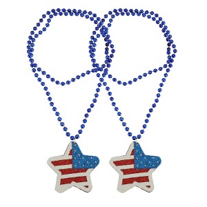 Unique Bargains 4th of July Patriotic Bead Pendant Necklace Set : Target