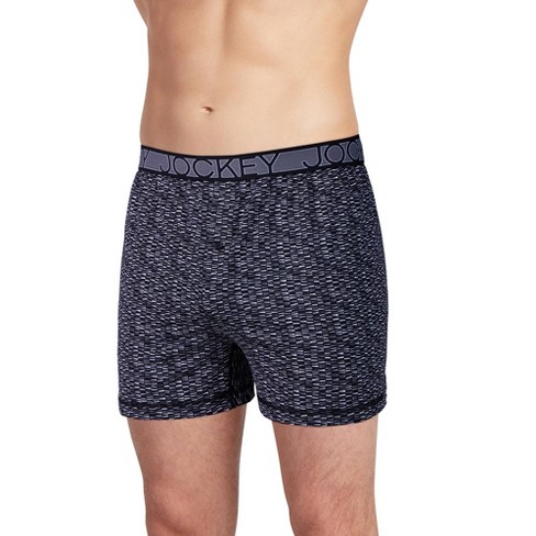 Jockey Men's Active Microfiber 4.5" Boxer L Funky Black And White Out ...