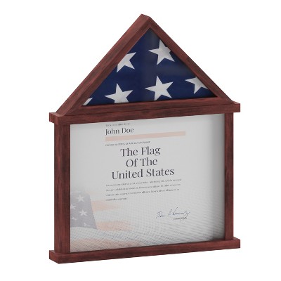 Merrick Lane Mahogany Flag Display Case With Certificate Holder Fits ...