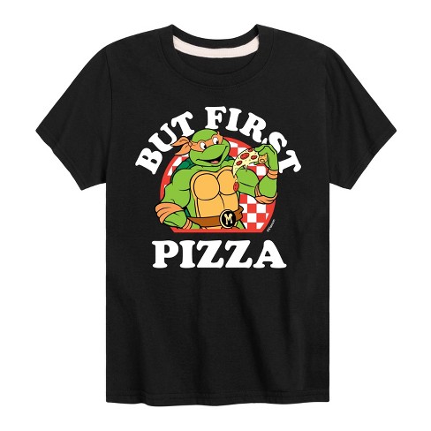 Boys' Teenage Mutant Ninja Turtles Mikey But First Pizza Short Sleeve ...