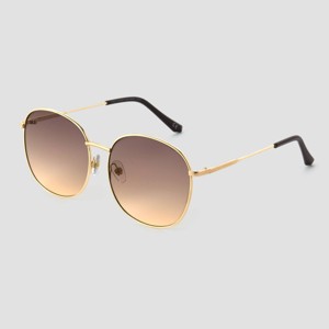 Women's Shiny Metal Round Sunglasses - Universal Thread™ Gold/Brown ...