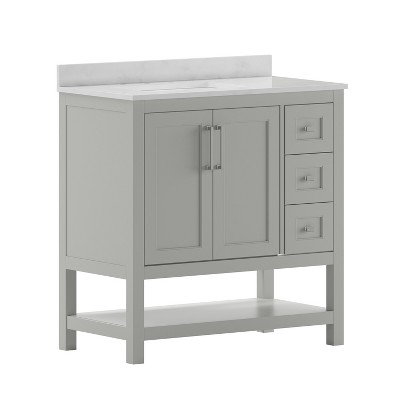 Emma And Oliver 36 Inch Bathroom Vanity, Single Sink Cabinet With 2 ...