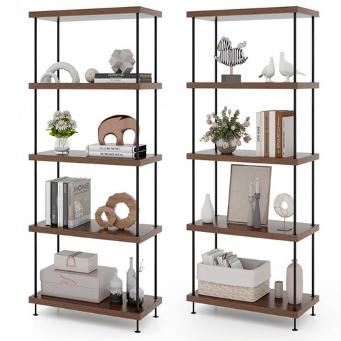 Tangkula 2pcs 5-tier Multipurpose Display Rack Freestanding Bookshelf W ...