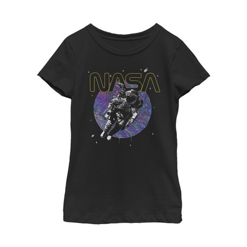Girl's Nasa Astronaut Space Swirl T-shirt - Black - X Large : Target