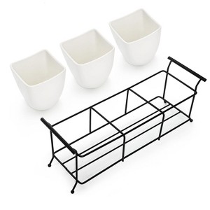 Home Collection 3-Piece Ceramic Flatware Caddy with Metal Rack : Target